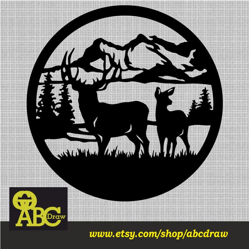 Deer Design Laser Cut Svg Dxf Files Wall Sticker Engraving - Etsy