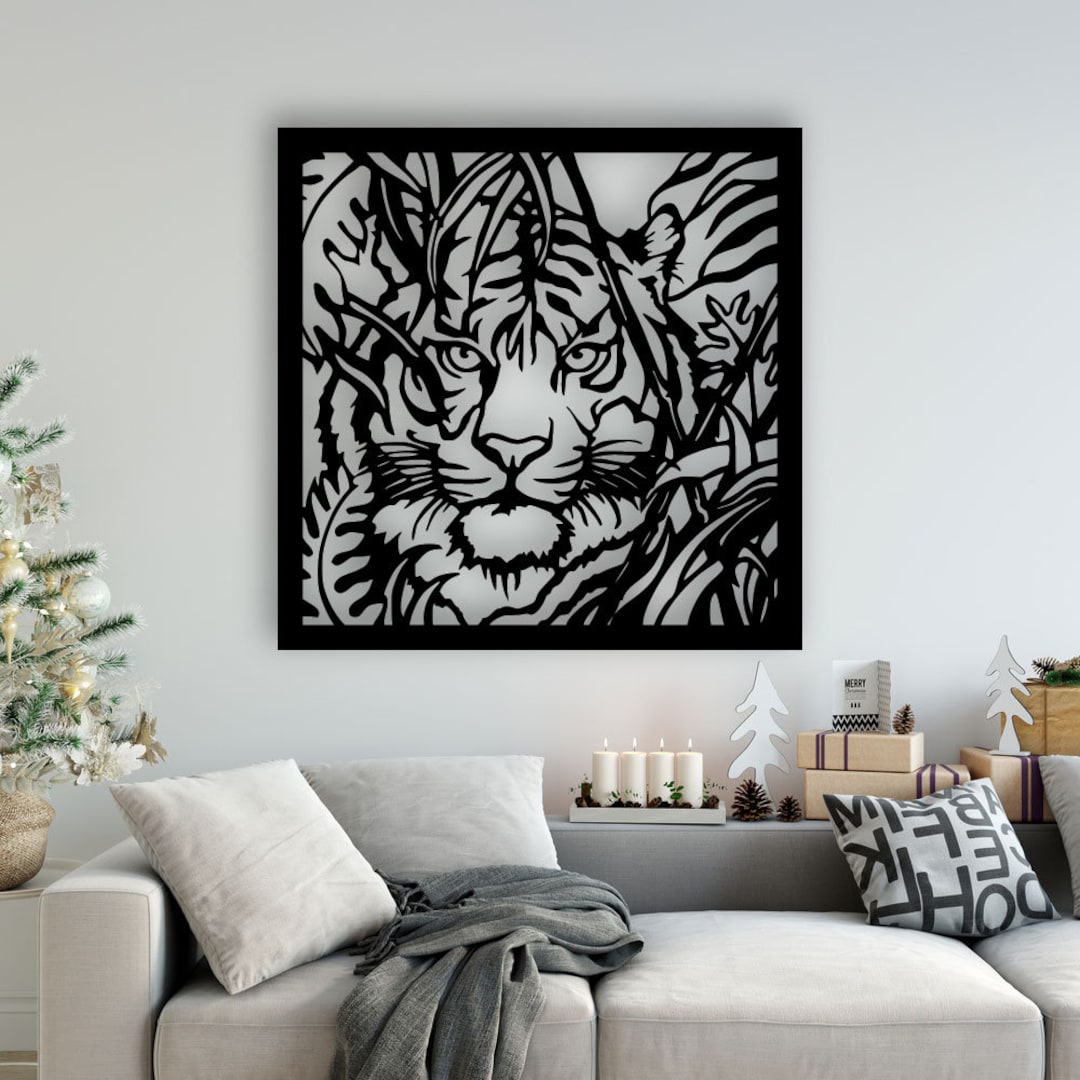 Tiger Design Laser Cut Svg Dxf Files Wall Sticker Engraving Decal ...
