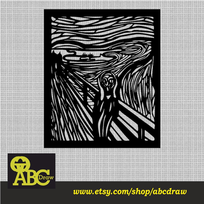 The Scream Design Laser Cut Svg Dxf Files Wall Sticker - Etsy