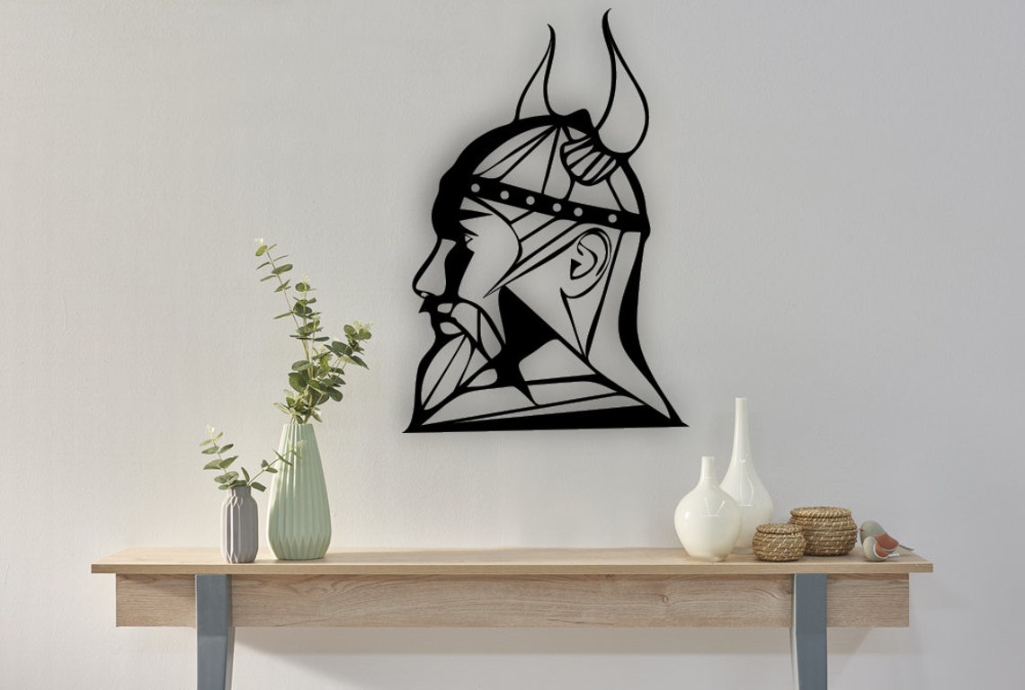 Viking Head Design Laser Cut Svg Dxf Files Wall Sticker Engraving Decal ...