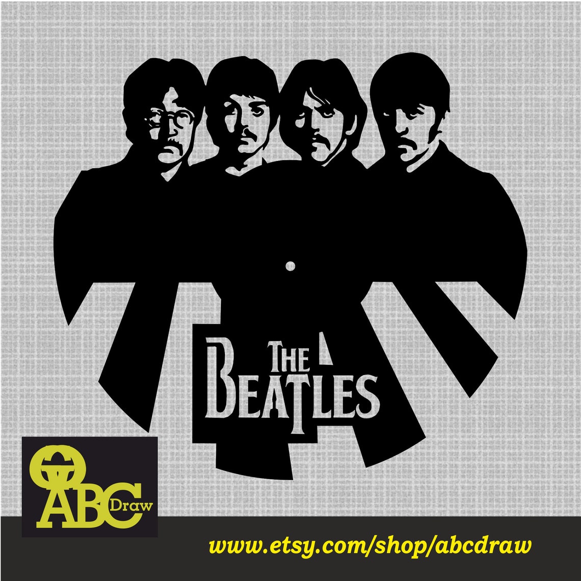 The Beatles Clock Design Laser Cut Svg Dxf Files Wall Sticker Engraving ...
