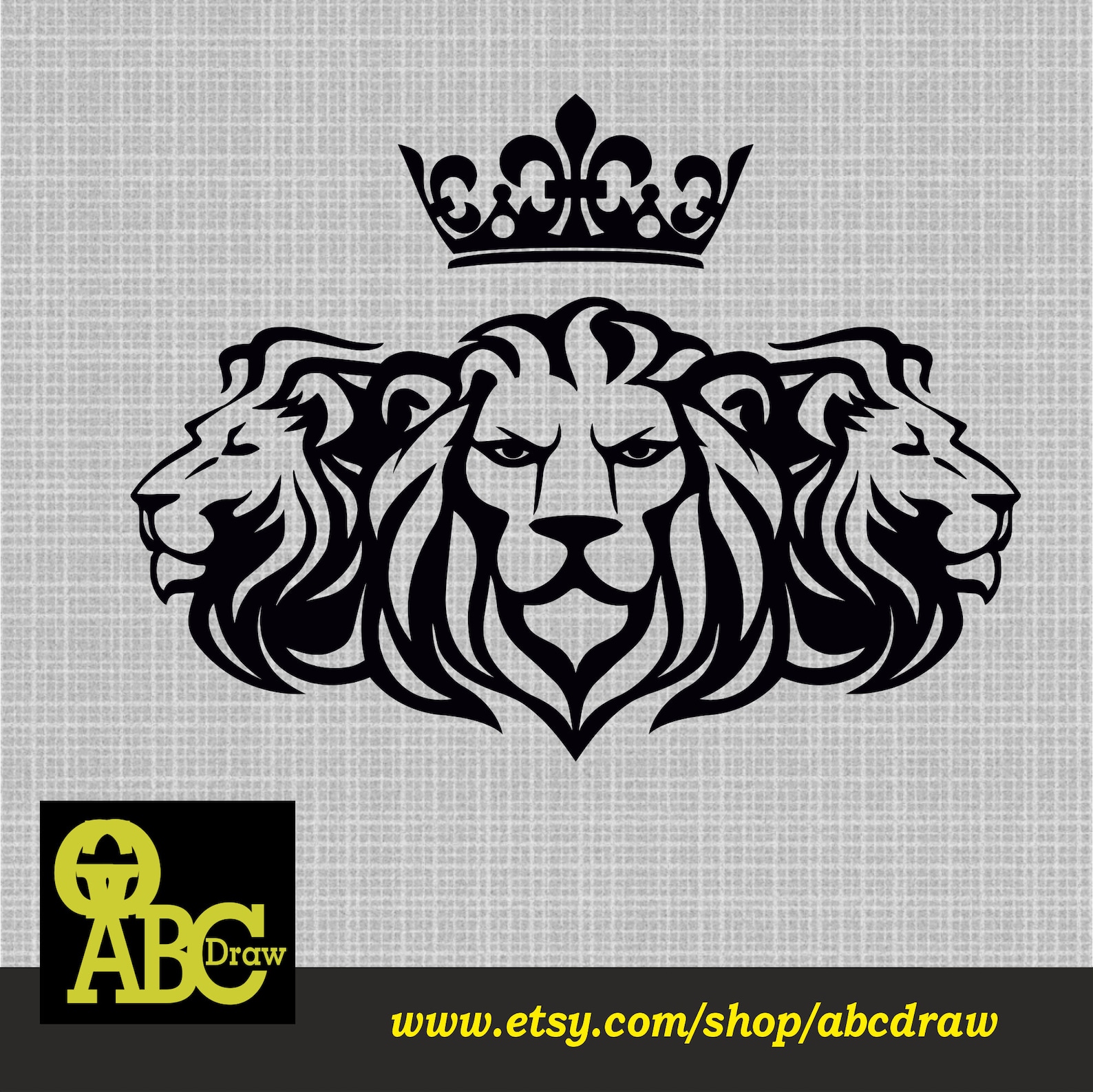 Three Lions Design Laser Cut Svg Dxf Files Wall Sticker Engraving Decal ...