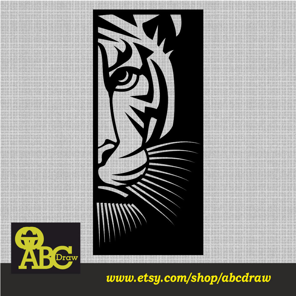 Tiger Design Laser Cut Svg Dxf Files Wall Sticker Engraving - Etsy