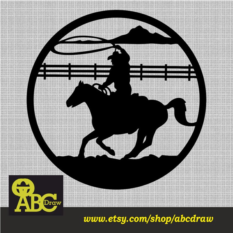 Cowboy Design Laser Cut Svg Dxf Files Wall Sticker Engraving Decal ...