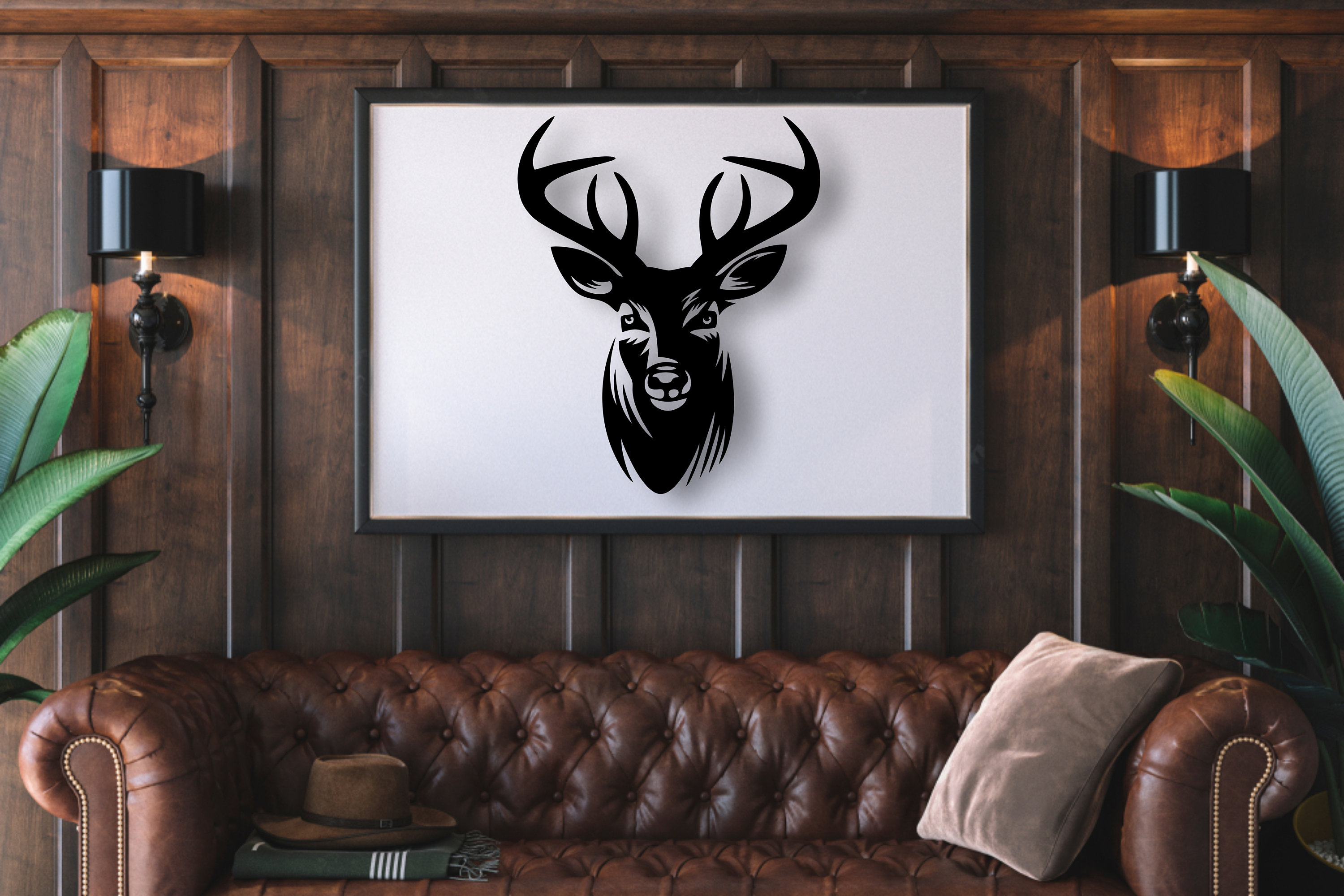 Ciervo Head Design corte láser svg dxf archivos pared pegatina grabado ...