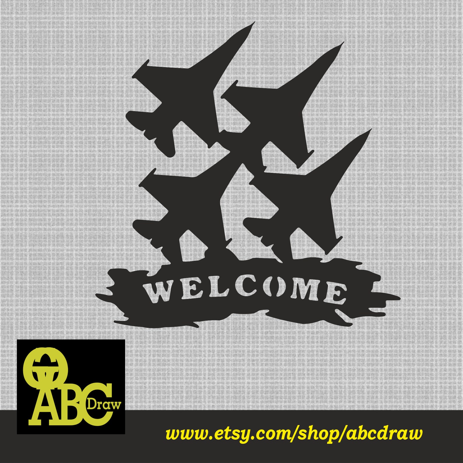 Welcome Aircraft Design Laser Cut Svg Dxf Files Wall Sticker - Etsy