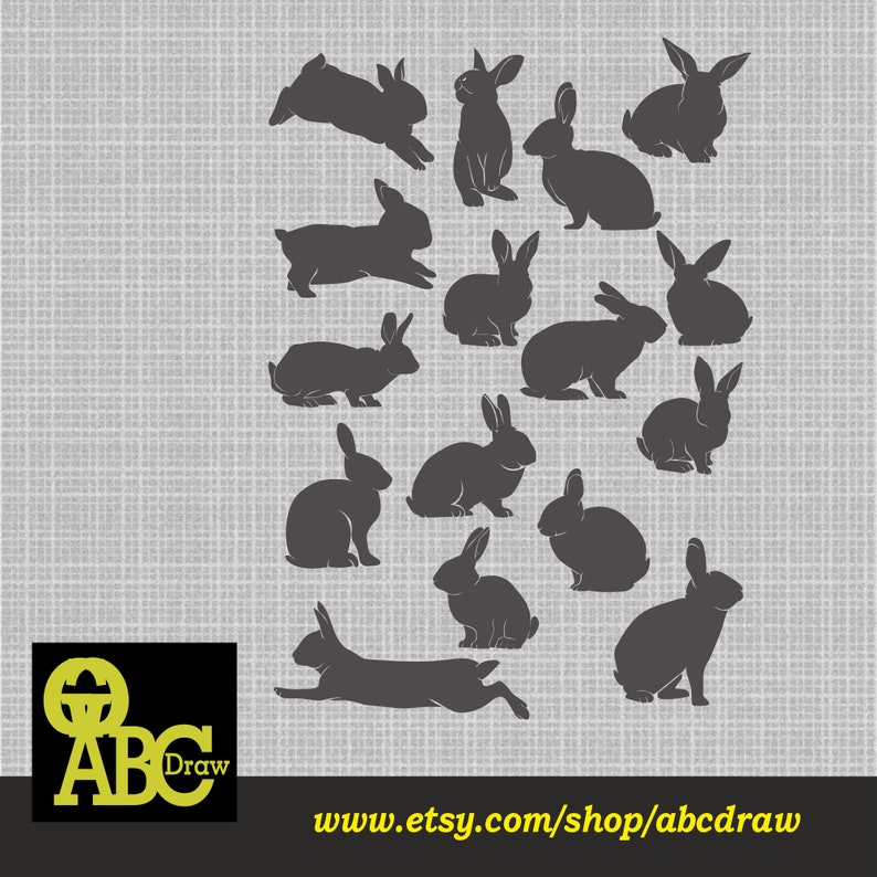 Rabbit Collection Design Laser Cut Svg Dxf Files Wall Sticker - Etsy