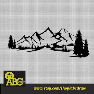 Mountain Design Laser Cut Svg Dxf Files Wall Sticker Engraving Decal ...
