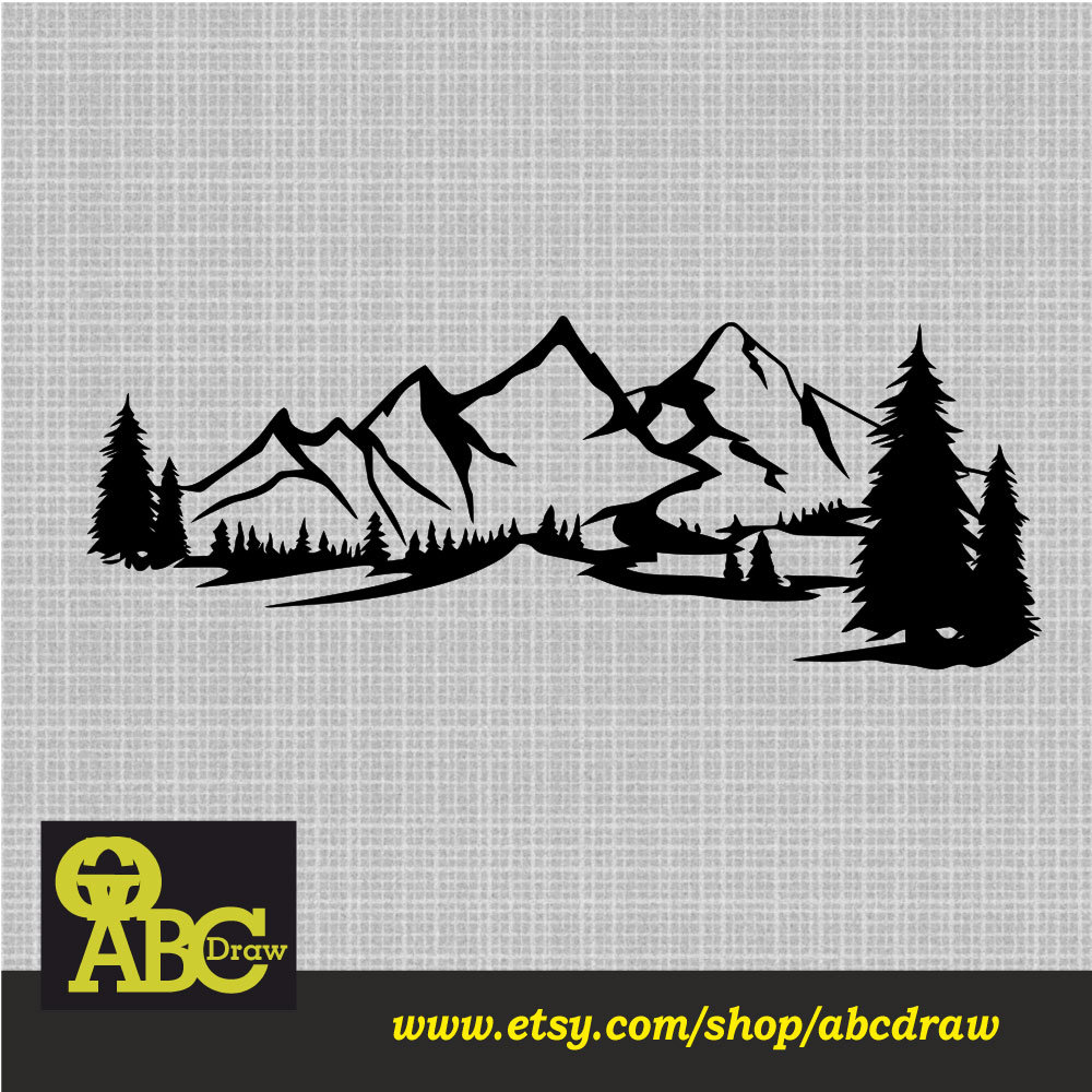 Mountain Design Laser Cut Svg Dxf Files Wall Sticker Engraving - Etsy UK