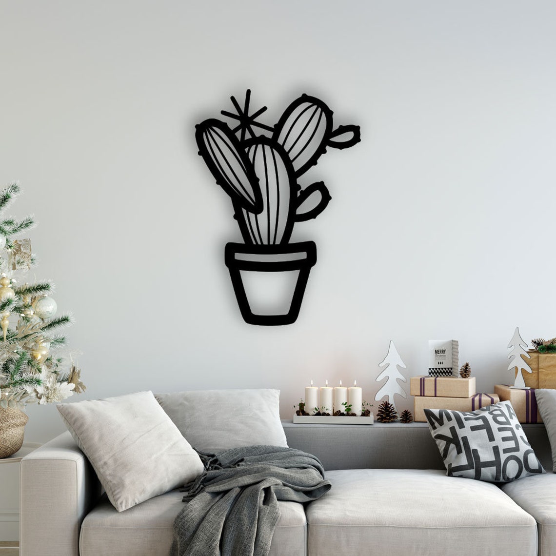 Cactus Design Laser Cut Svg Dxf Files Wall Sticker Engraving Decal ...