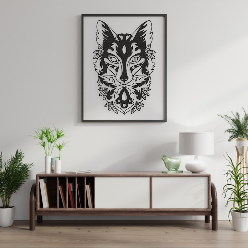 Fox Ornament Design Laser Cut Svg Dxf Files Wall Sticker - Etsy