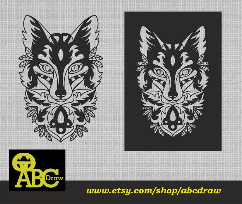 Fox Ornament Design Laser Cut Svg Dxf Files Wall Sticker - Etsy