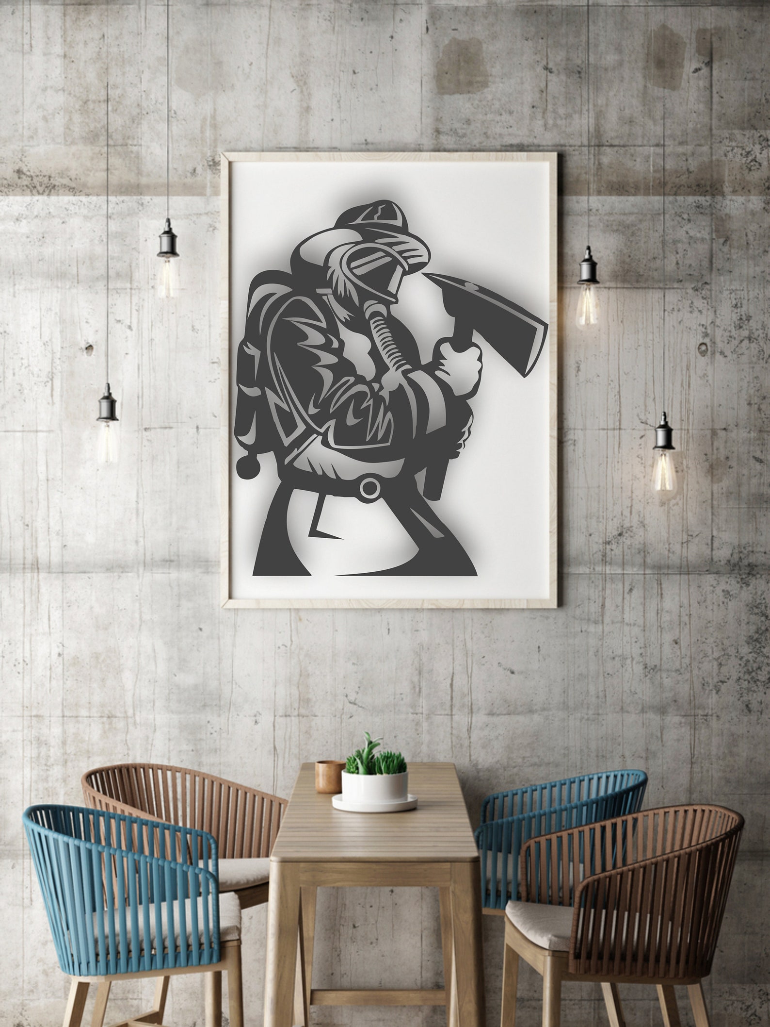 Fireman Design Laser Cut Svg Dxf Files Wall Sticker Engraving - Etsy