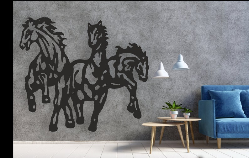 Horses Design Laser Cut Svg Dxf Files Wall Sticker Engraving - Etsy