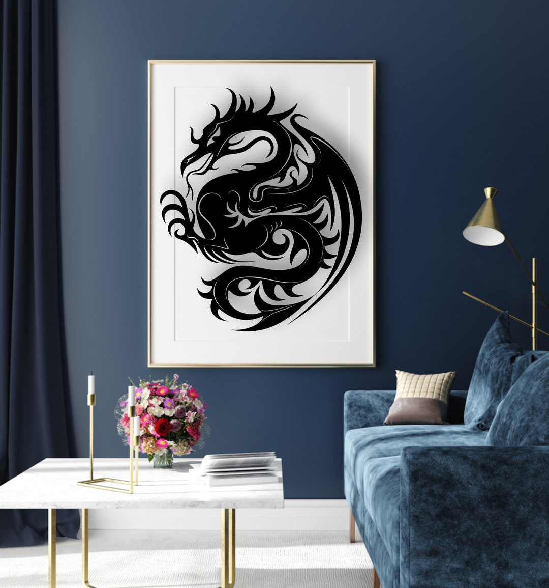 Dragon Design Laser Cut Svg Dxf Files Wall Sticker Engraving Decal ...