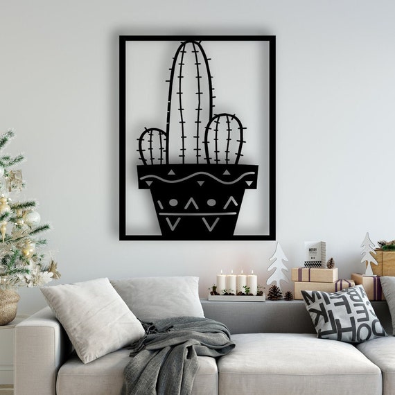 Cactus Design Laser Cut Svg Dxf Files Wall Sticker Engraving | Etsy