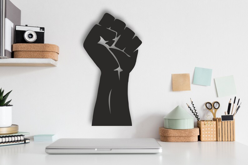 Power Fist Design Laser Cut Svg Dxf Files Wall Sticker Engraving Decal ...
