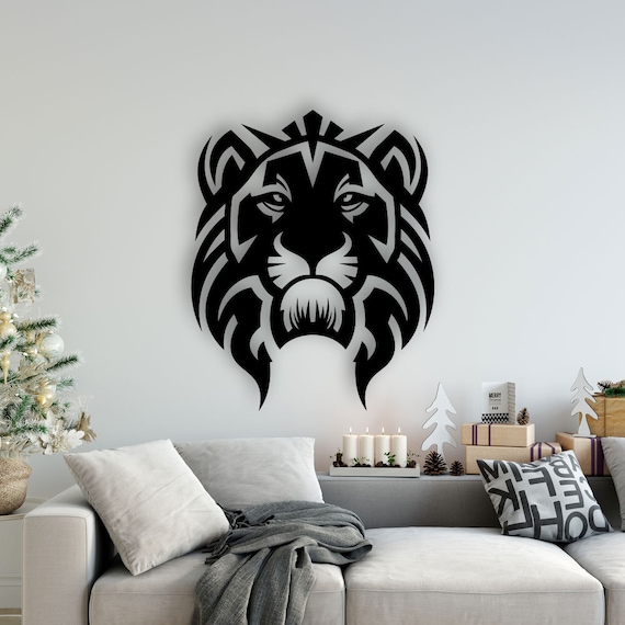 Lion Design laser cut svg dxf files wall sticker engraving | Etsy