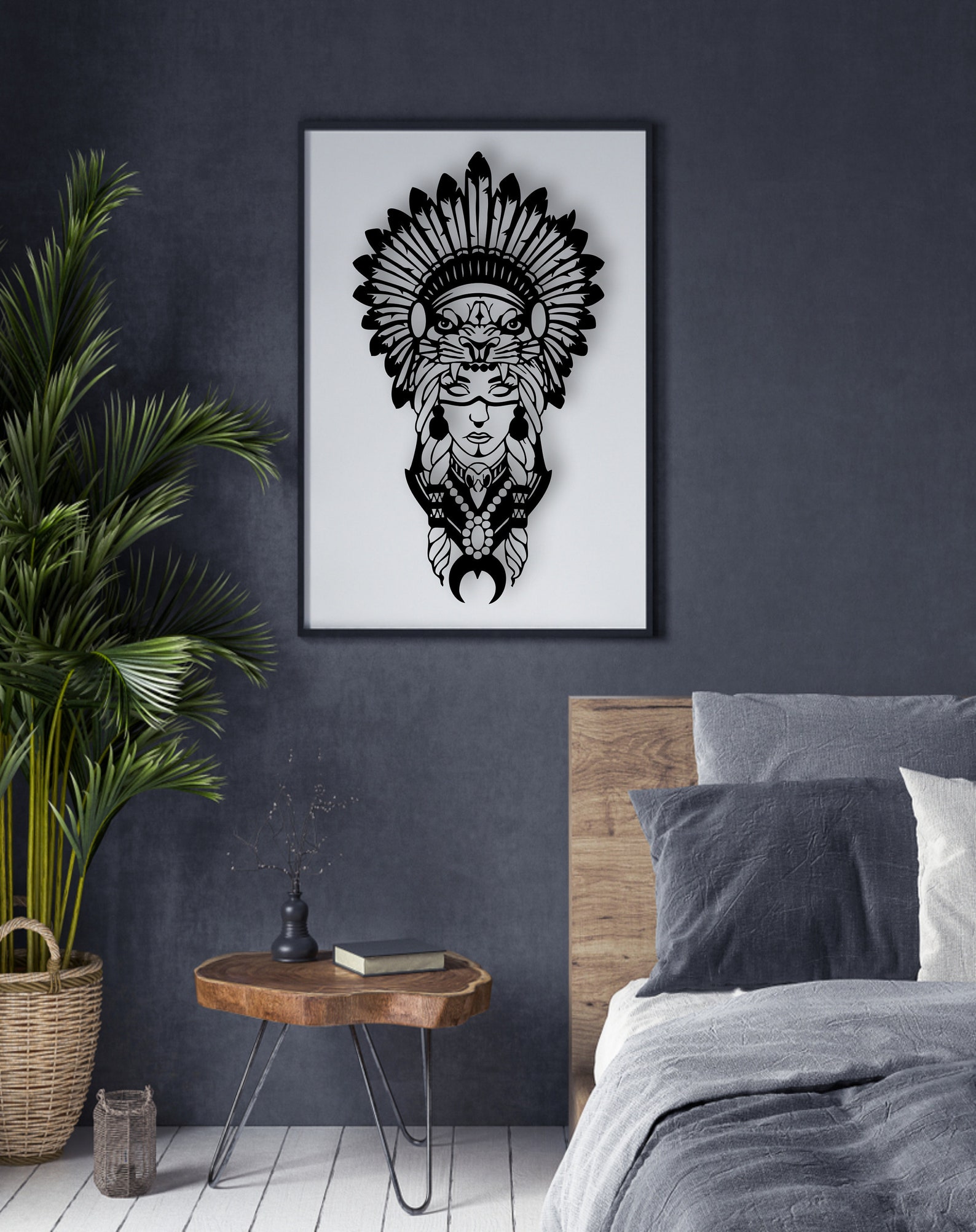 Tribal Chief Woman Design Laser Cut Svg Dxf Files Wall Sticker - Etsy