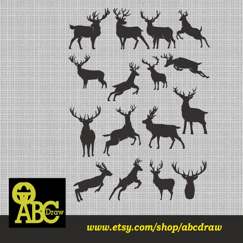 Deer Collection Design Laser Cut Svg Dxf Files Wall Sticker - Etsy