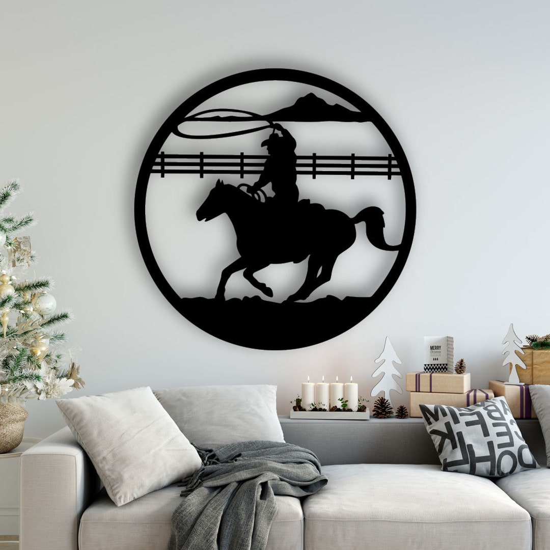 Cowboy Design Laser Cut Svg Dxf Files Wall Sticker Engraving Decal ...