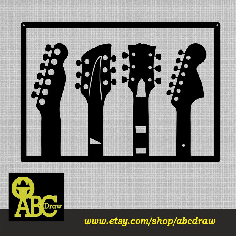 Guitars Design Laser Cut Svg Dxf Files Wall Sticker Engraving - Etsy