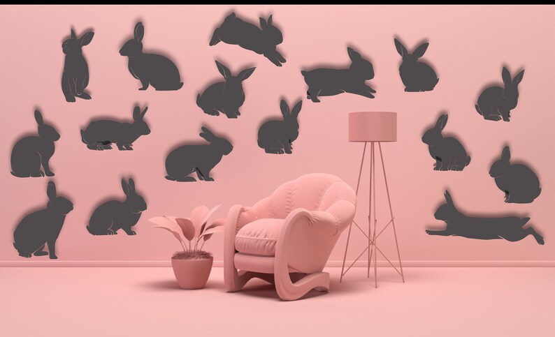 Rabbit Collection Design Laser Cut Svg Dxf Files Wall Sticker - Etsy