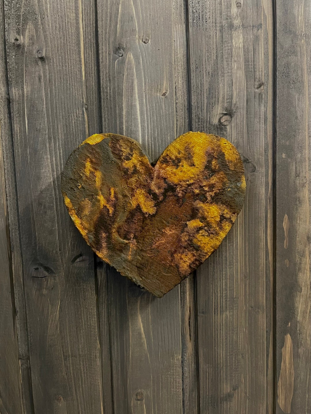 Rust Heart, Wooden Heart, Wooden Heart With Real Rust Look to Hang Up ...