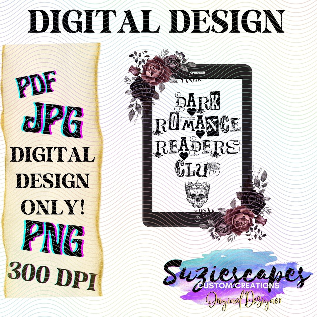 Dark Romance Reader Club Digital Design 300DPI Sublimation Design ...