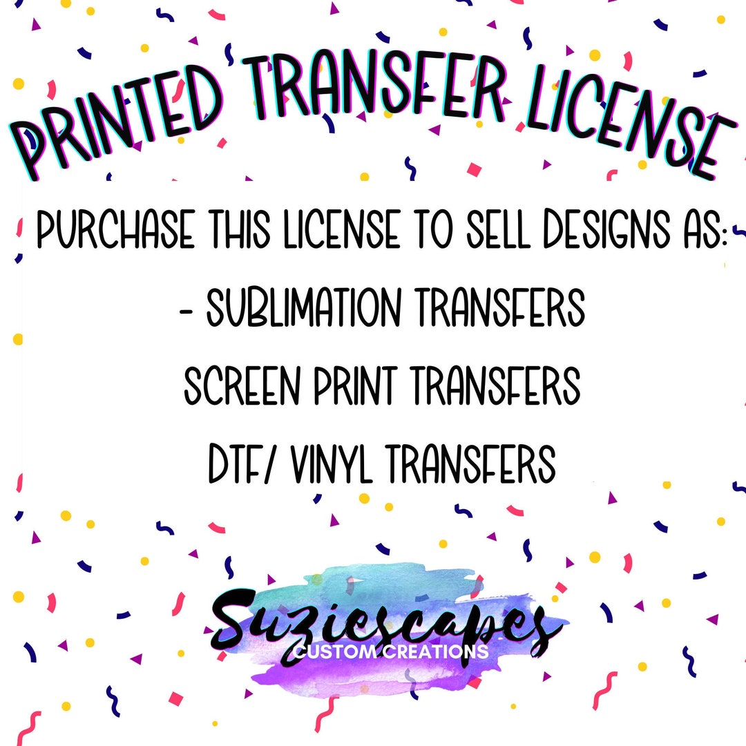 One Time Purchase License-printed Transfers-entire Shop-transfer ...