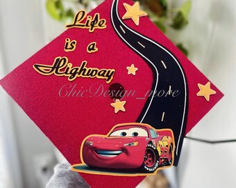 Cars Movie Life is a Highway Graduation Cap Topper | Printable Digital ...