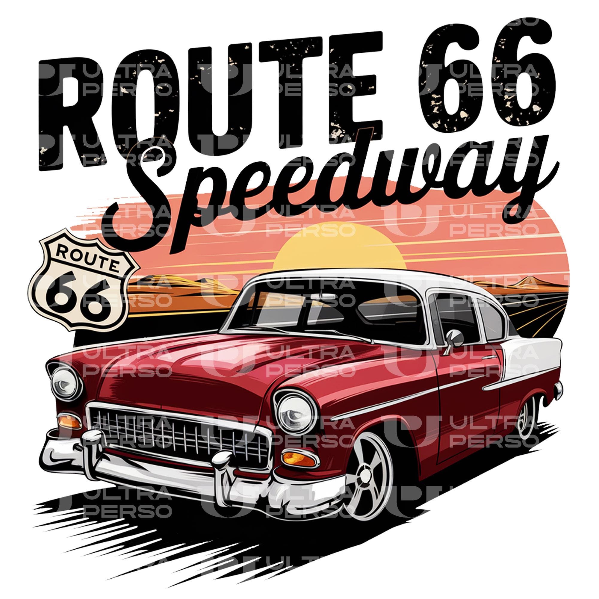 Vintage Car Chevy Belair Route 66 Digital Download, Retro American Car ...