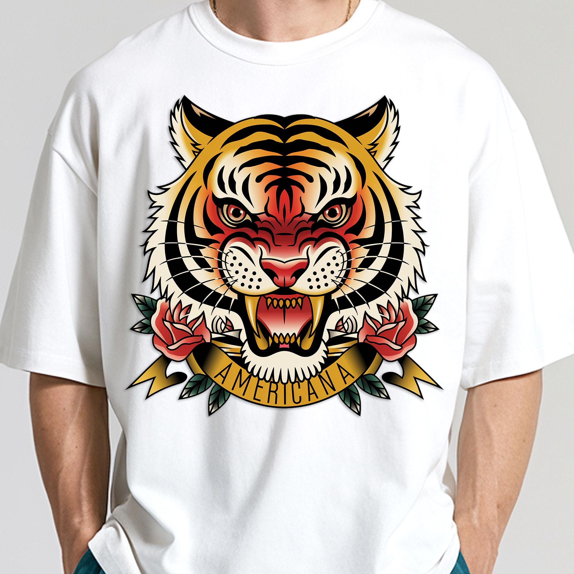 Fierce Tiger PNG, Roaring Tiger SVG, Traditional Tattoo Design, Tiger ...