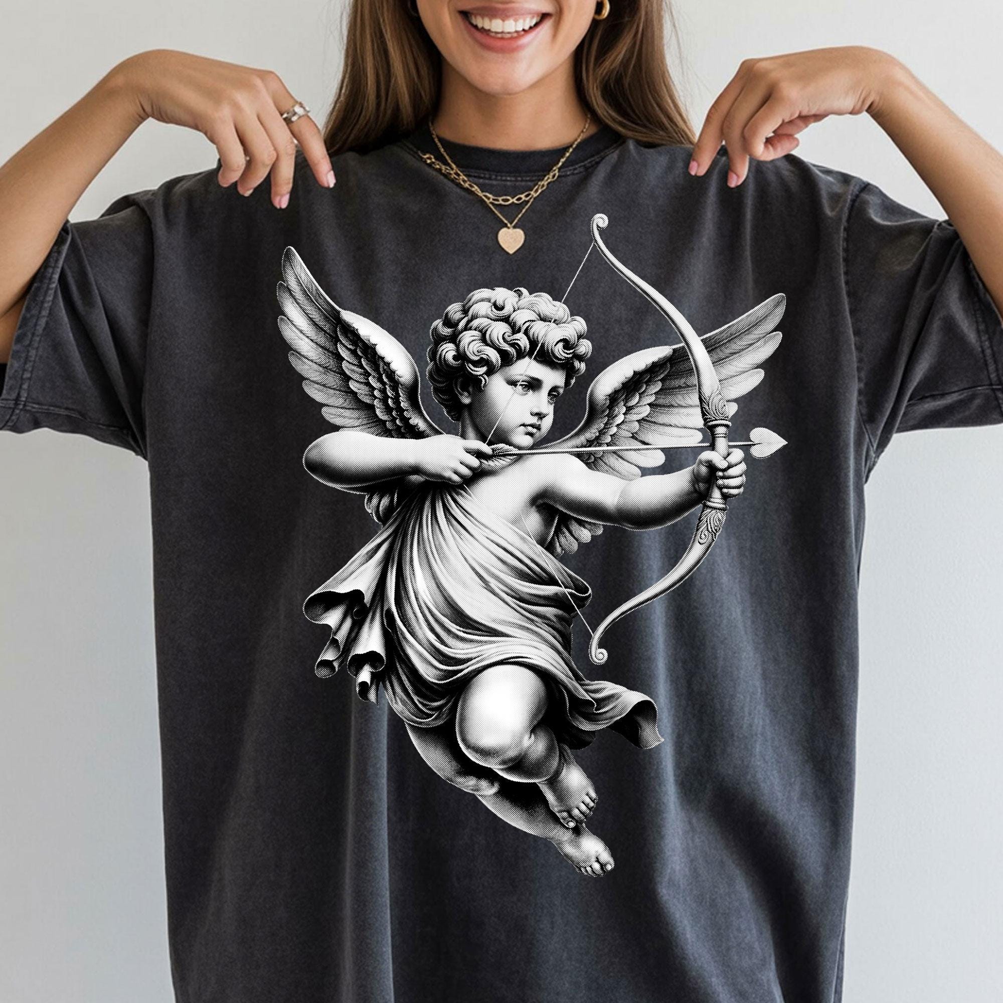Retro Halftone Cupid PNG, Retro Valentines Day Shirt Design, Realistic ...