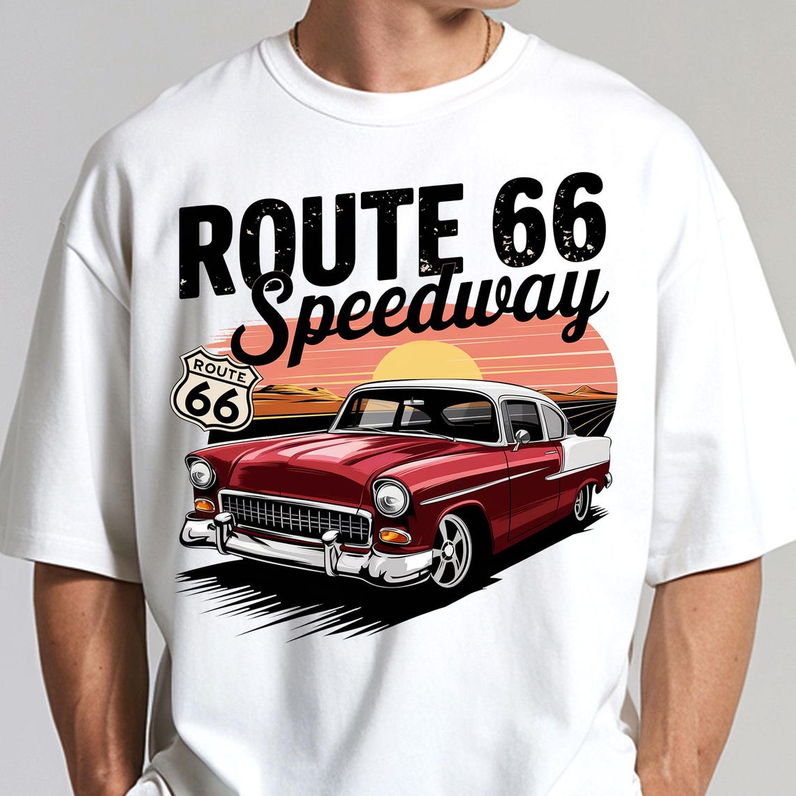Vintage Car Chevy Belair Route 66 Digital Download, Retro American Car ...