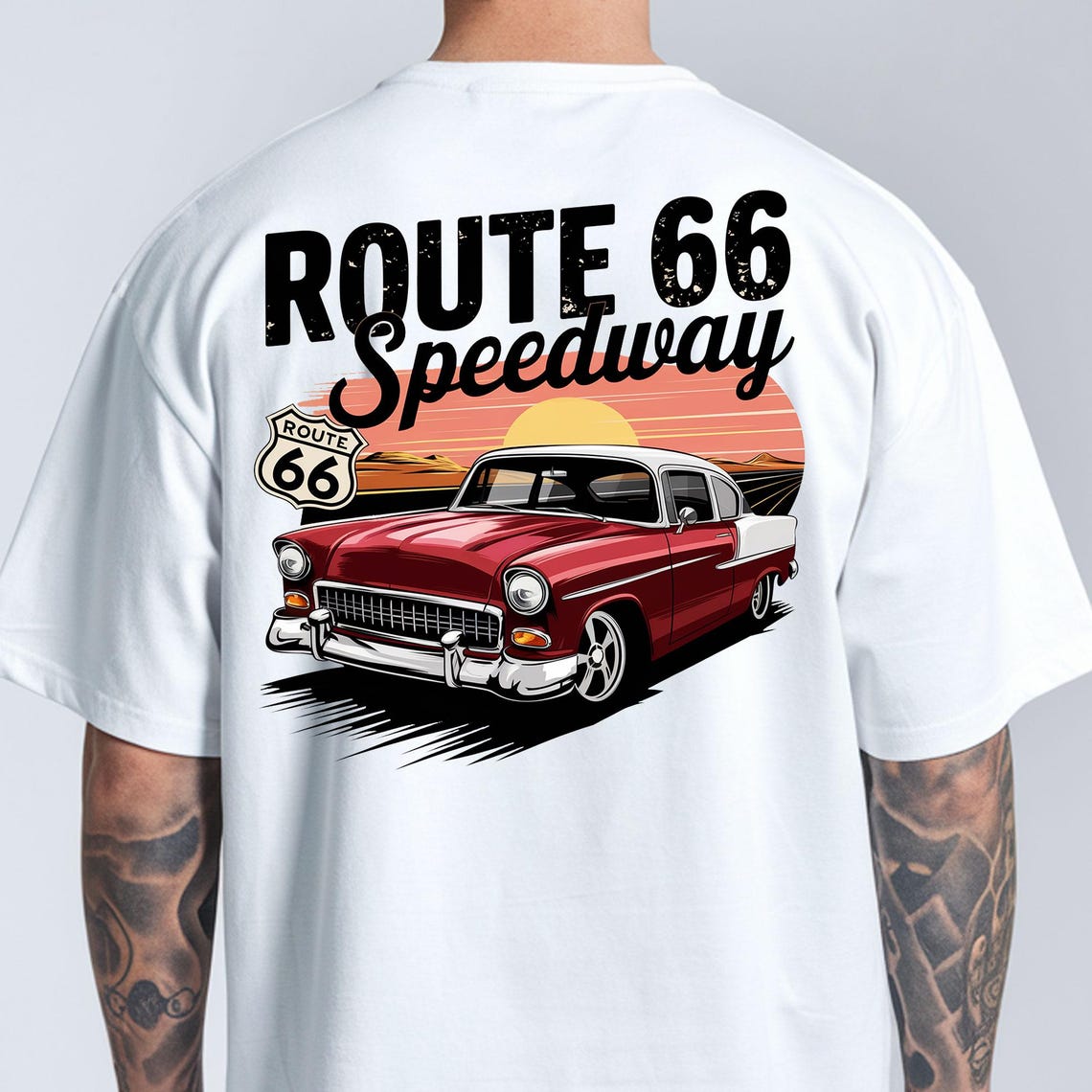 Vintage Car Chevy Belair Route 66 Digital Download, Retro American Car ...