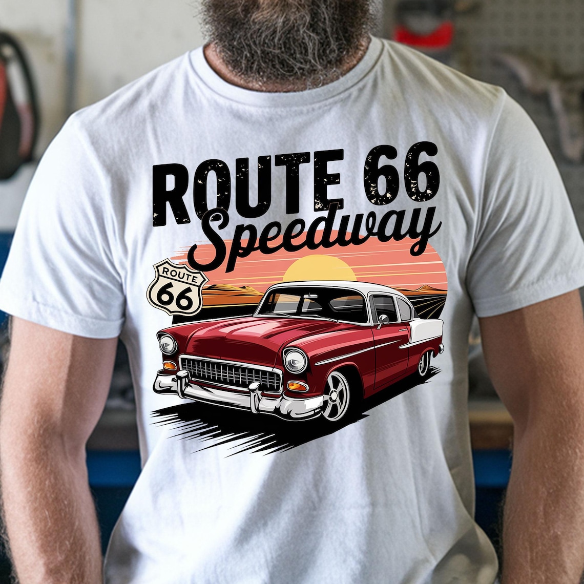 Vintage Car Chevy Belair Route 66 Digital Download, Retro American Car ...