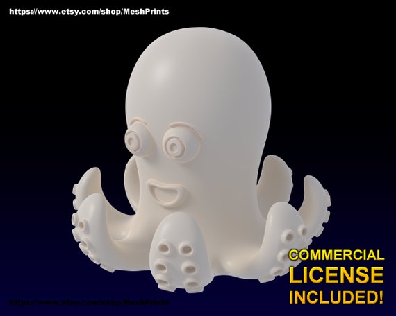 Cute Cartoon Octopus STL File download - Etsy