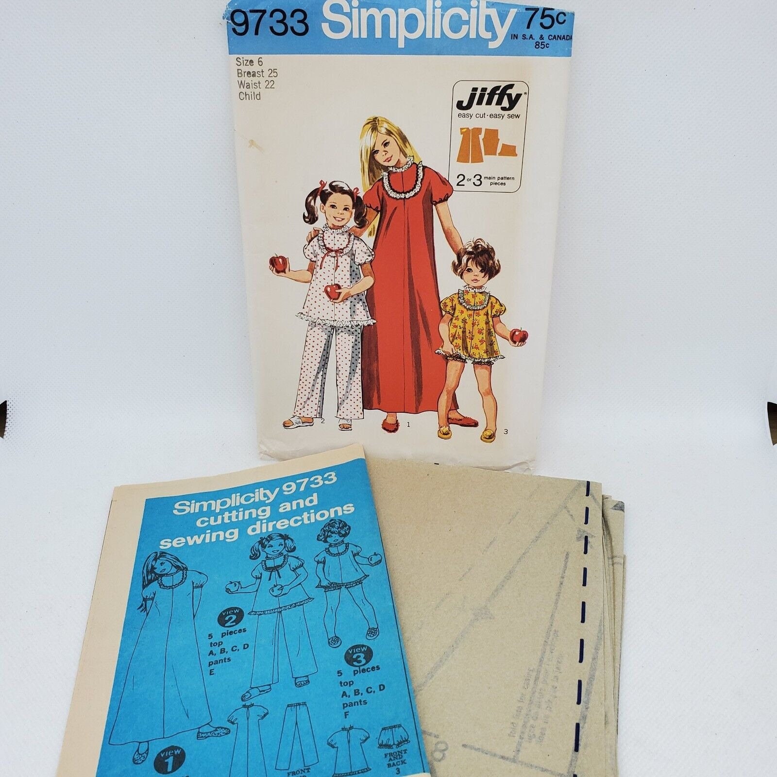 Simplicity 9733 Vtg Sewing Pattern Girl Child Sz 6 Nightgown Pajamas ...