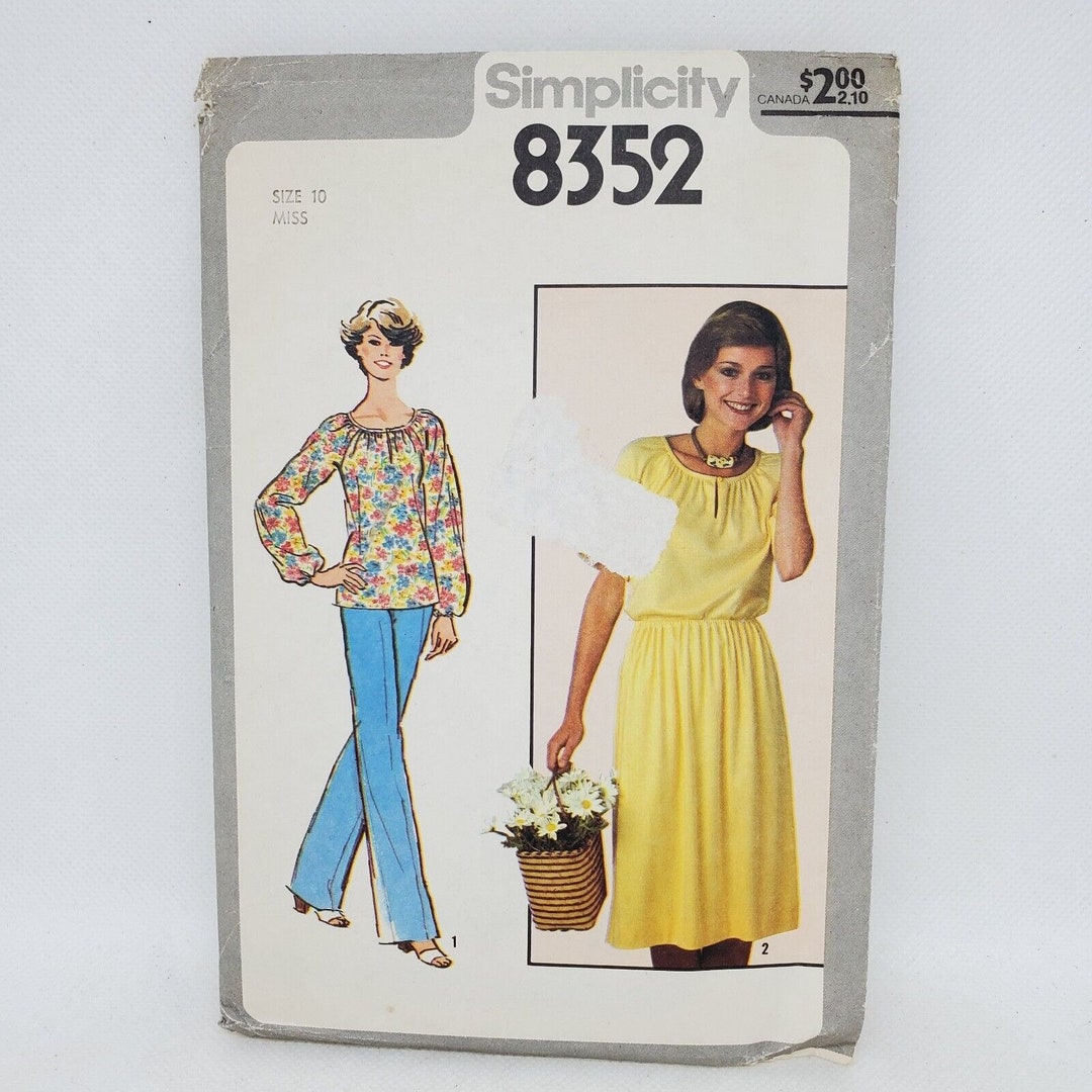 Simplicity 8352 Sewing Pattern Misses' Sz 10 Top 2 Pc Pants Skirt UNCUT ...