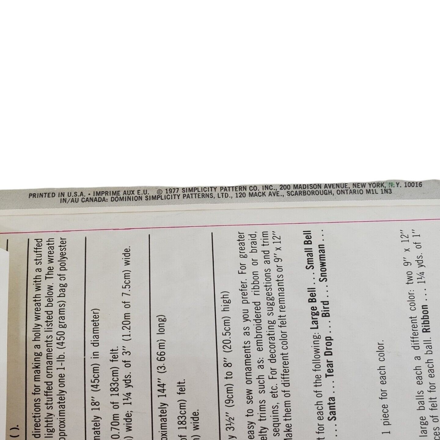 Simplicity 8227 Sewing Pattern Holly Wreath Garland Christmas Ornament ...
