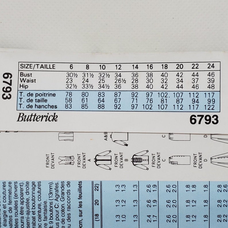 Butterick 6793 Sewing Pattern Vest Skirt Shirt Misses Sz 6-8-10 OOP ...