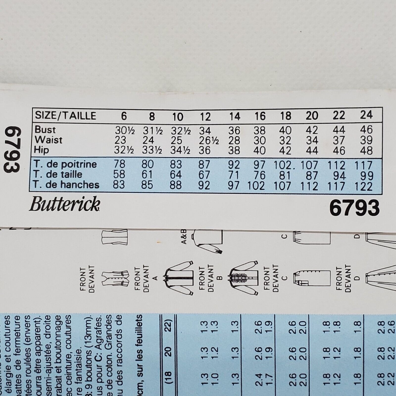 Butterick 6793 Sewing Pattern Vest Skirt Shirt Misses Sz 6-8-10 OOP ...