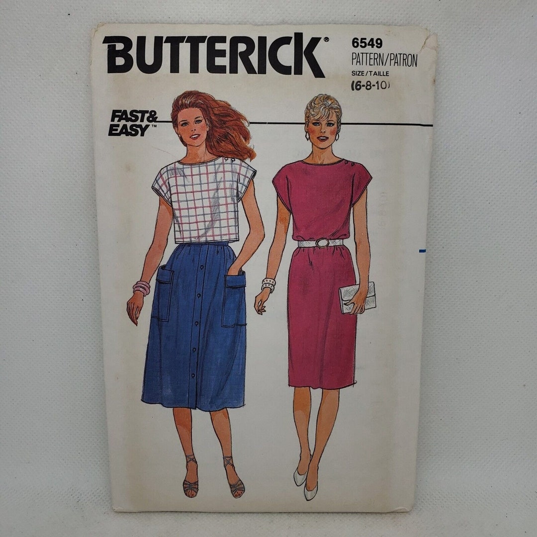 Butterick 6549 Sewing Pattern Dress Top Skirt Misses Sz 6-8-10 OOP ...