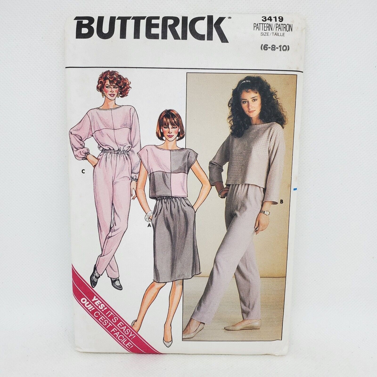 Butterick 3419 Sewing Pattern Misses Shirt Pants Skirt Size 6-8-10 ...