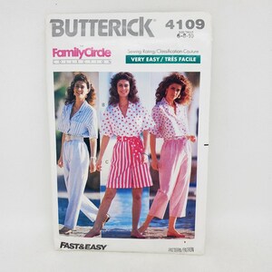 Butterick 4109 Sewing Pattern Misses Top Pants Shorts Sash - Etsy