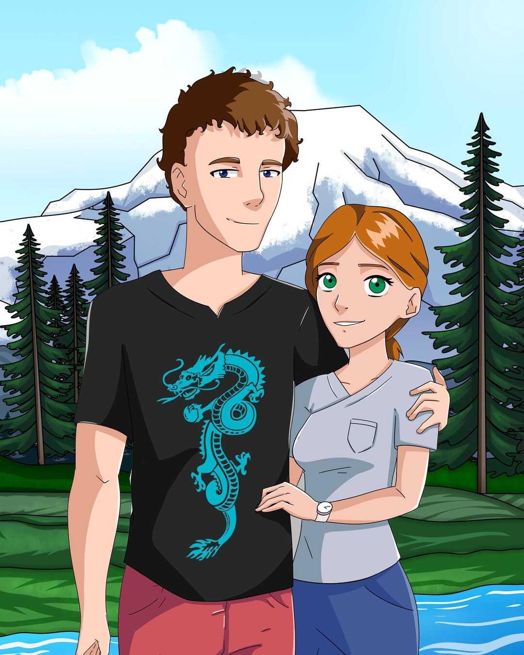 2 CHARACTERS Valentines Avatar Portrait, Gift for Boyfriend, Girlfriend ...