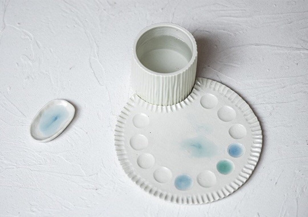 Ceramic Palette Wash Pot Artist Gift Set - Etsy