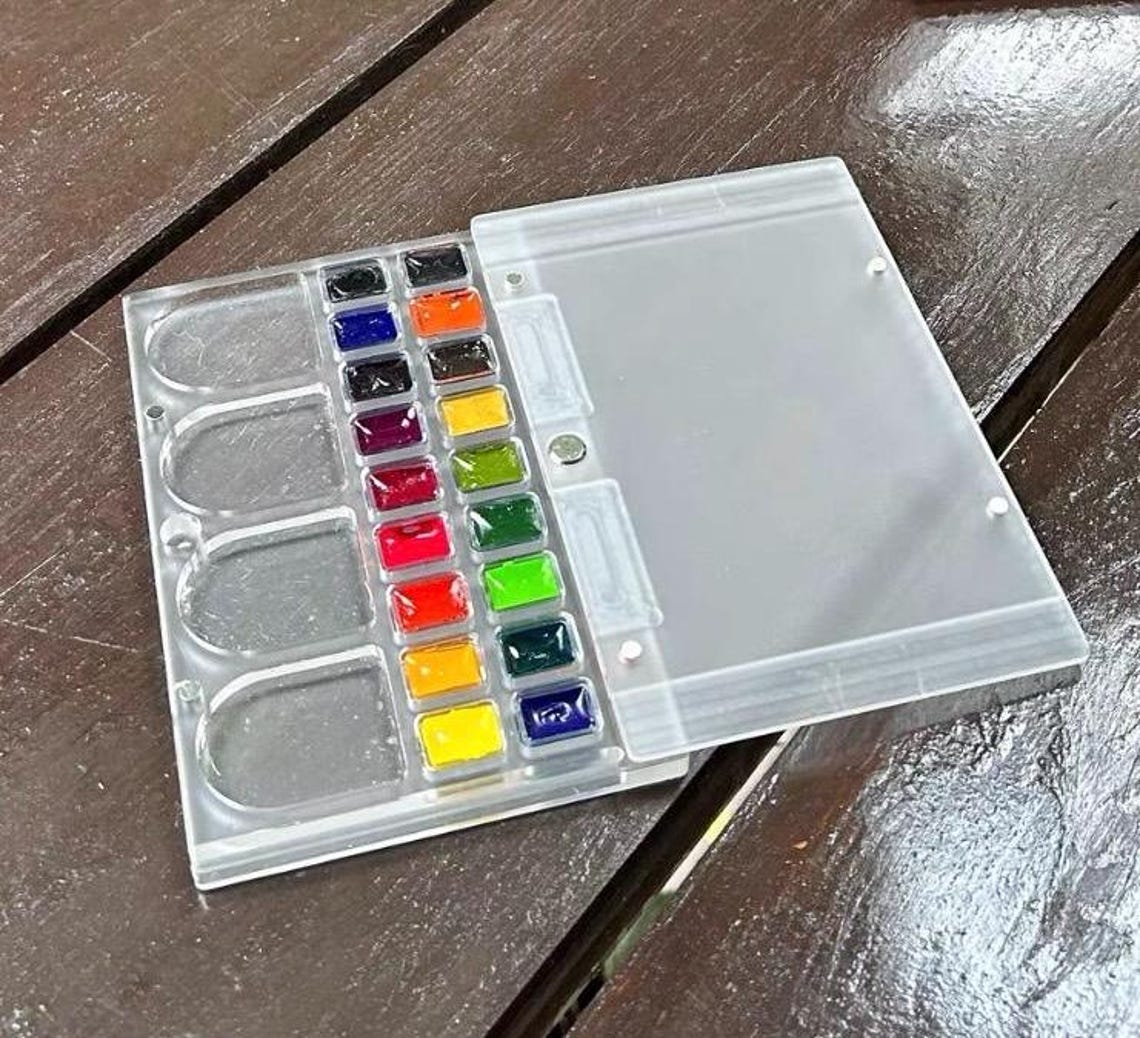 Acrylic | Walnut | Paint Case Painting Palette With Magnetic Lid ...