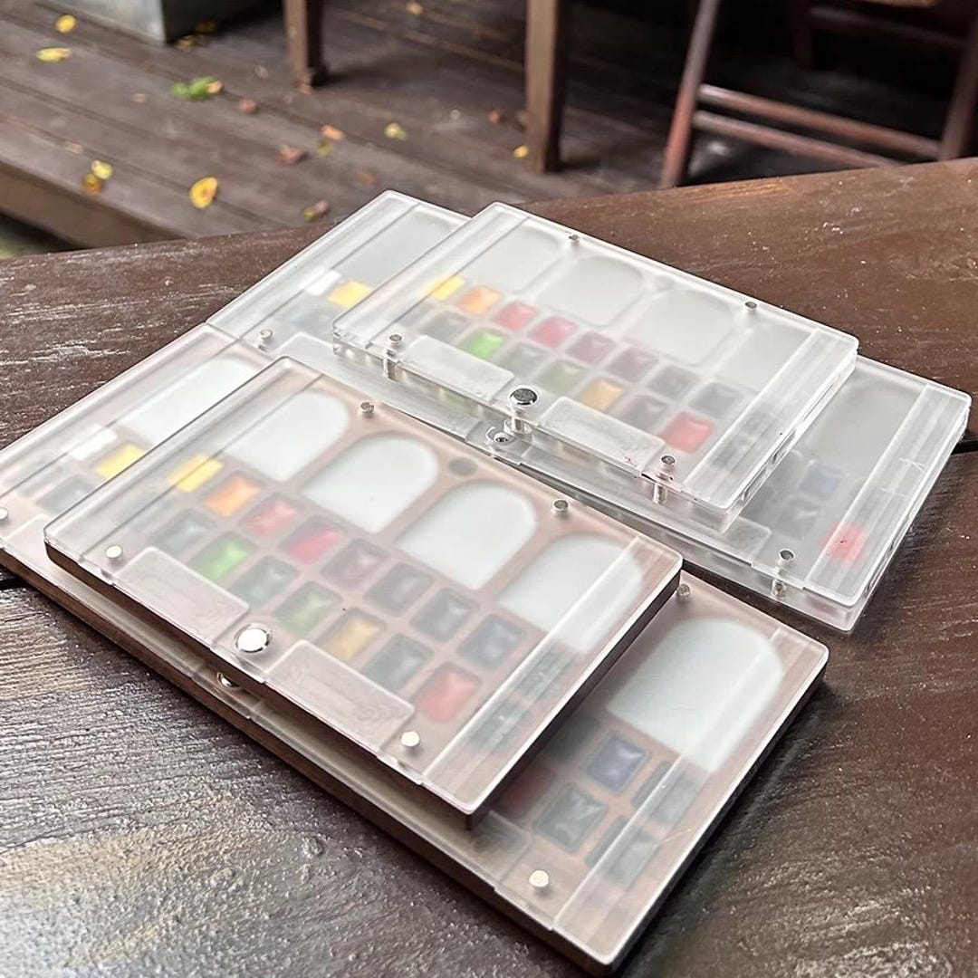 Acrylic | Walnut | Paint Case Painting Palette With Magnetic Lid ...
